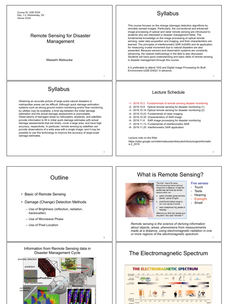 Syllabus: Remote Sensing For Disaster Management | PDF | Infrared ...