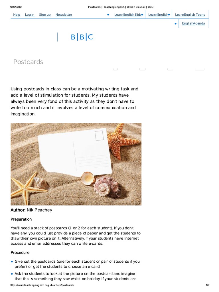 1 Writing Activity Postcard | PDF | Postcard | Login