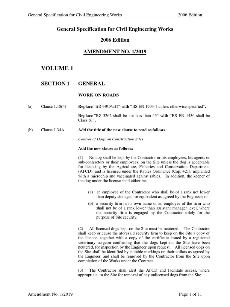 General Specification For Civil Engineering Works 2006 Edition ...