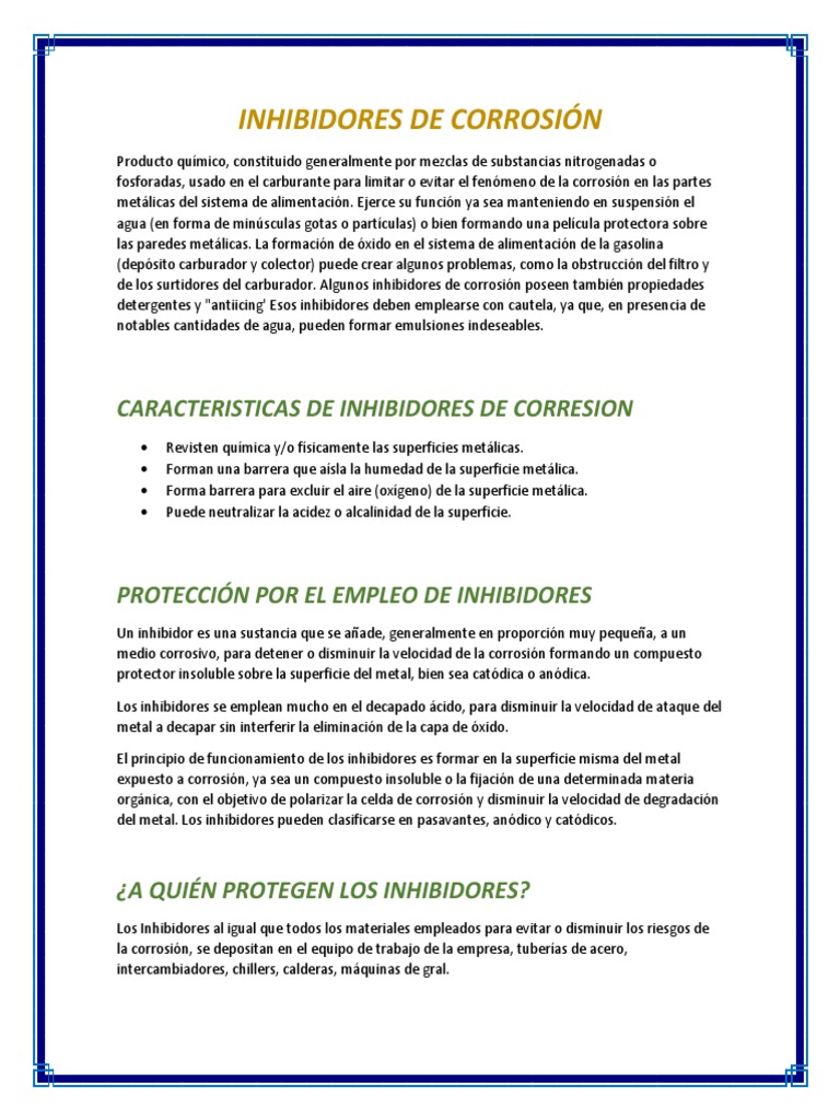 Informe Inhibidores de Corrosion UNJFSC | PDF | Corrosión | Oxígeno