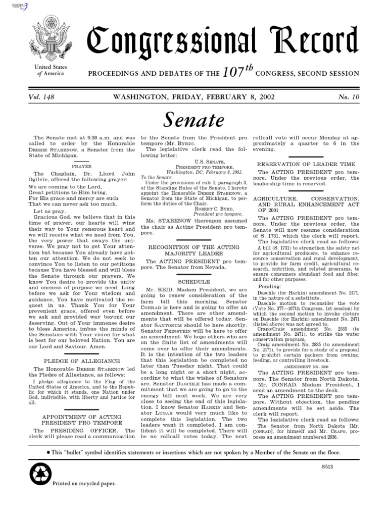 Congressional Record: Senate | PDF | United States Senate