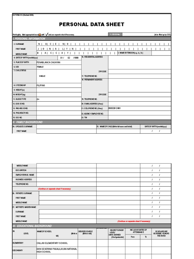 Revised Personal Data Sheet 2005 | PDF | Justice | Crime & Violence