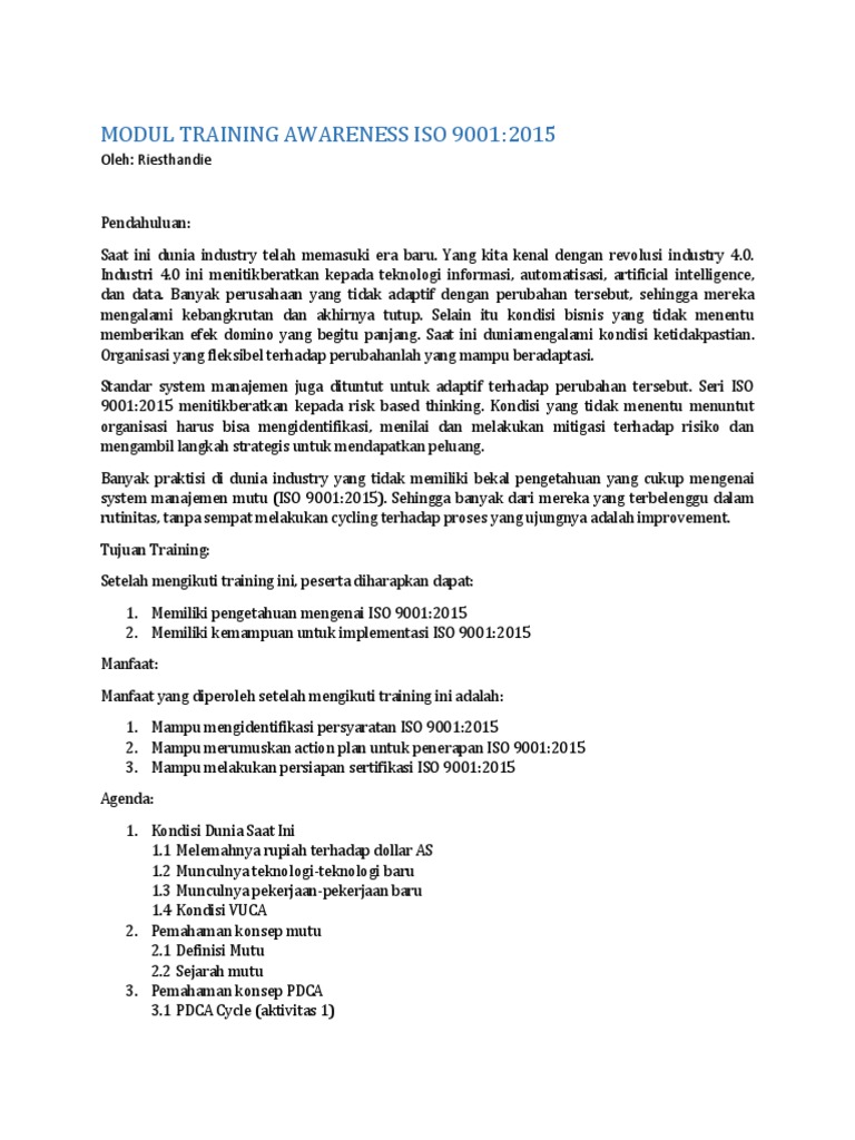 Modul Iso 9001 2015 Pdf