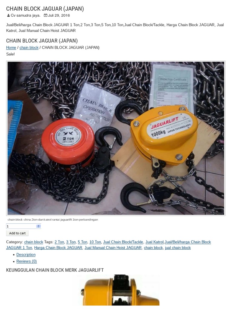 Daftar Harga Chain Block Jaguarlift PDF | PDF