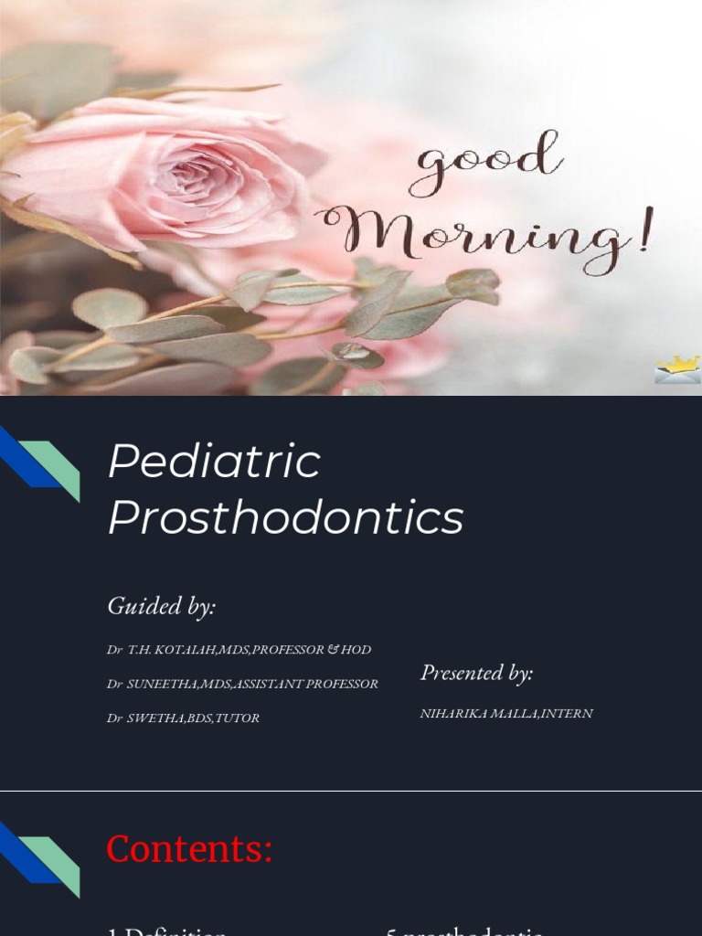 Pediatric Prosthodontics | PDF | Dentures | Human Tooth