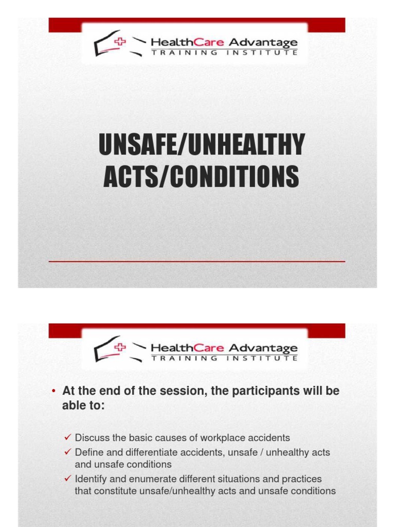 Unsafe Acts and Conditions Overview | PDF | Machines | Personal ...