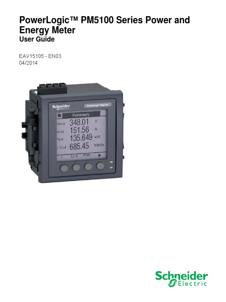 Powerlogic™ Pm5100 Series Power and Energy Meter: User Guide | PDF | Ac ...