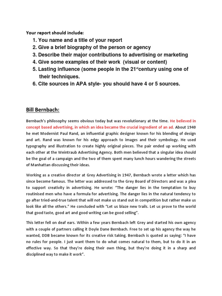 Bill Bernbach - Ass1 | PDF | Advertising
