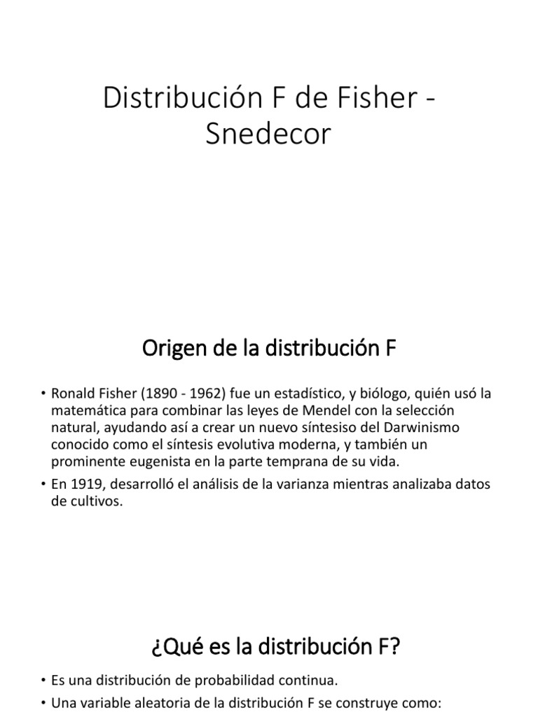Distribución F de Fisher - Snedecor | Estadísticas | Distribución de ...