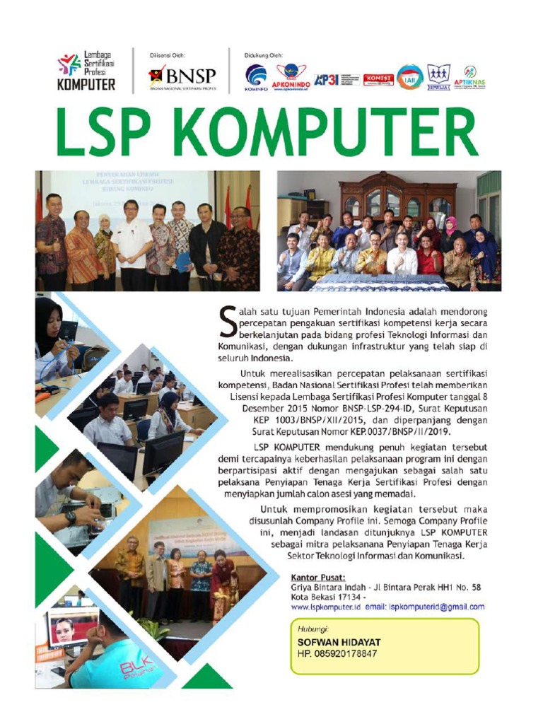 Company Profil Lsp Komputer 2019 Pa Opan Pdf