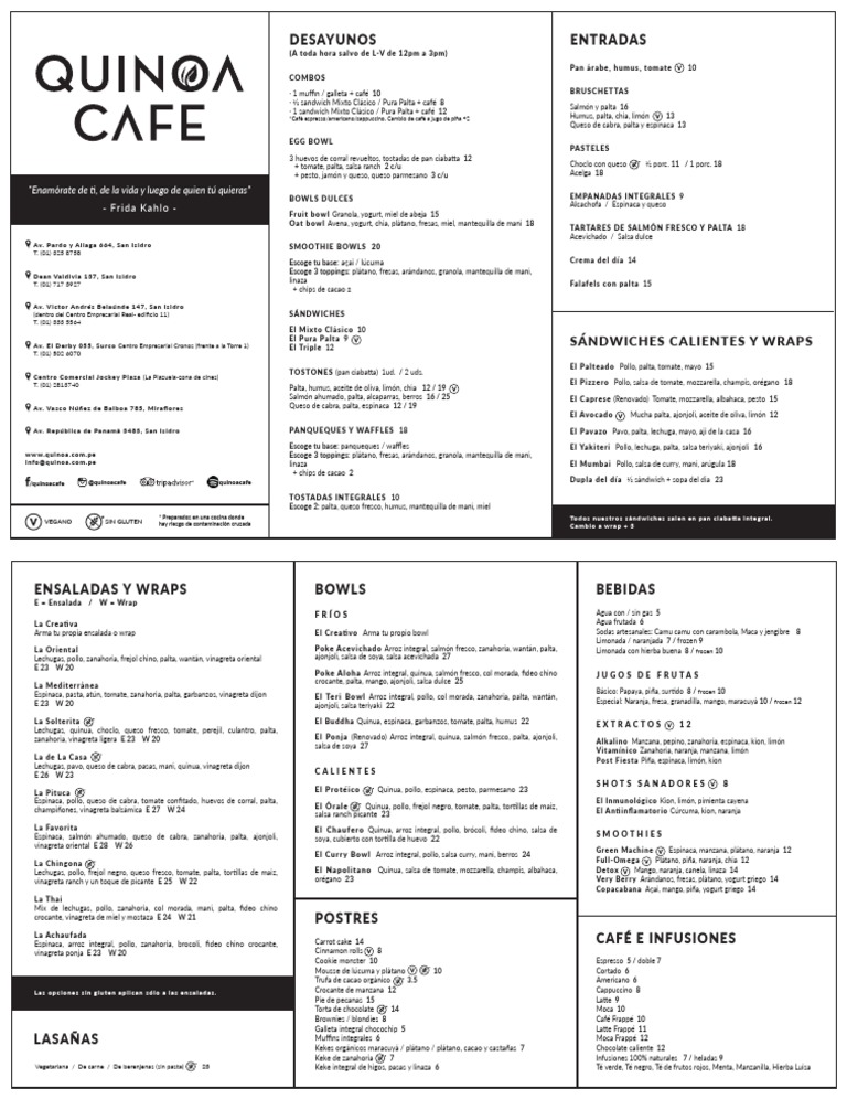 Carta Quinoa Cafe | PDF | ensalada | Salsa