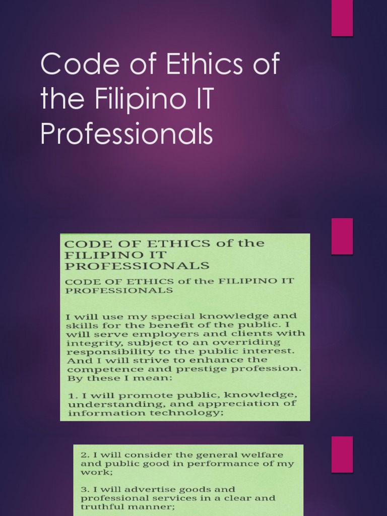 Code of Ethics of The Filipino IT Professionals | PDF