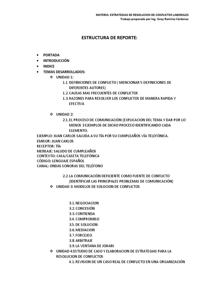 Estructura de Reporte | PDF