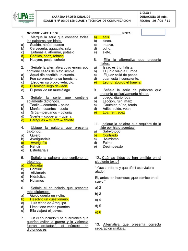 Ejercicio sobre Hiatos y Diptongos | PDF | Fonética | Lingüística