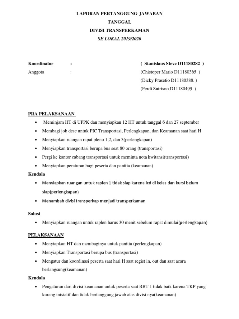Format LPJ Divisi | PDF | Bisnis | Teknologi & Rekayasa