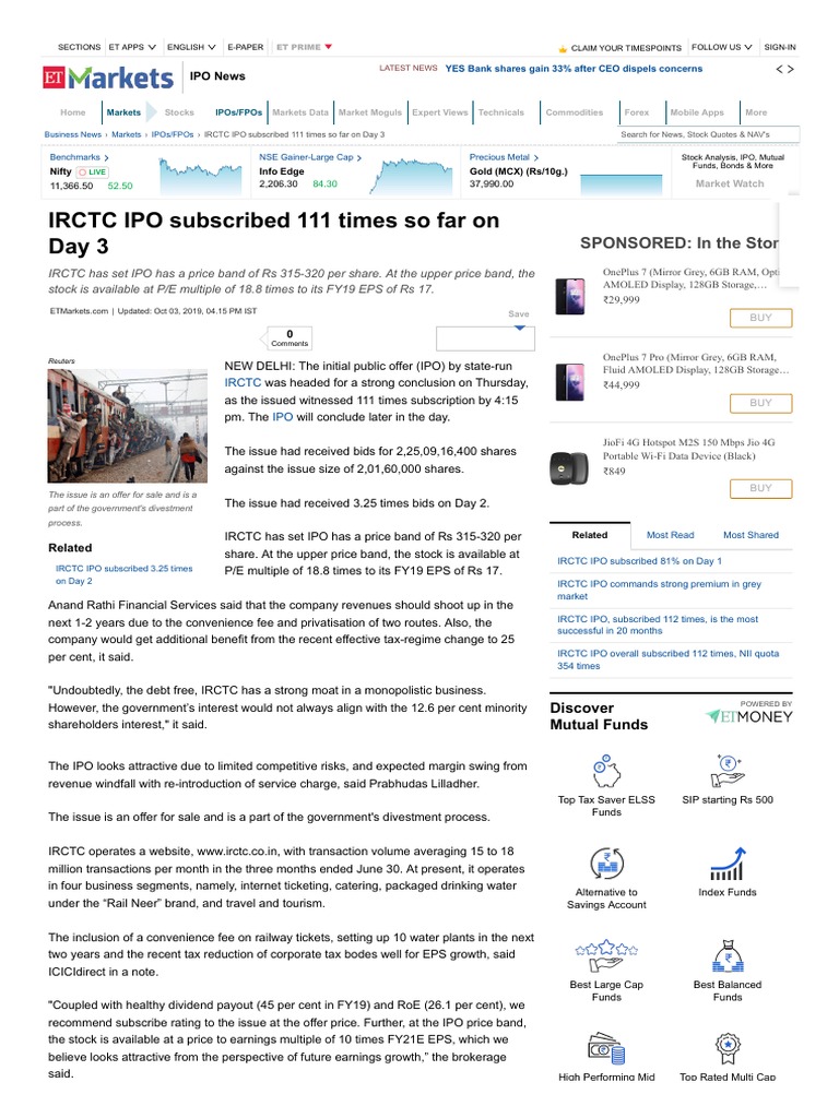 IRCTC IPO Subscription Status - IRCTC IPO Subscribed 15 Times So Far On ...