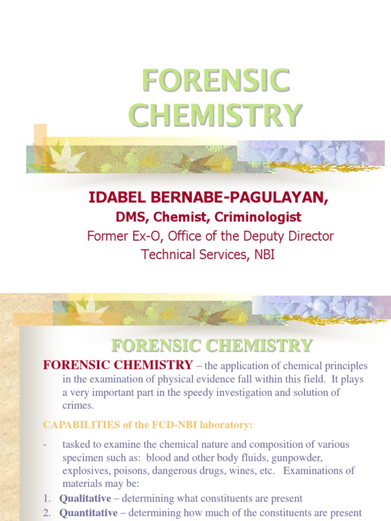 Forensic Chemistry: Idabel Bernabe-Pagulayan | PDF | Forensic Science ...