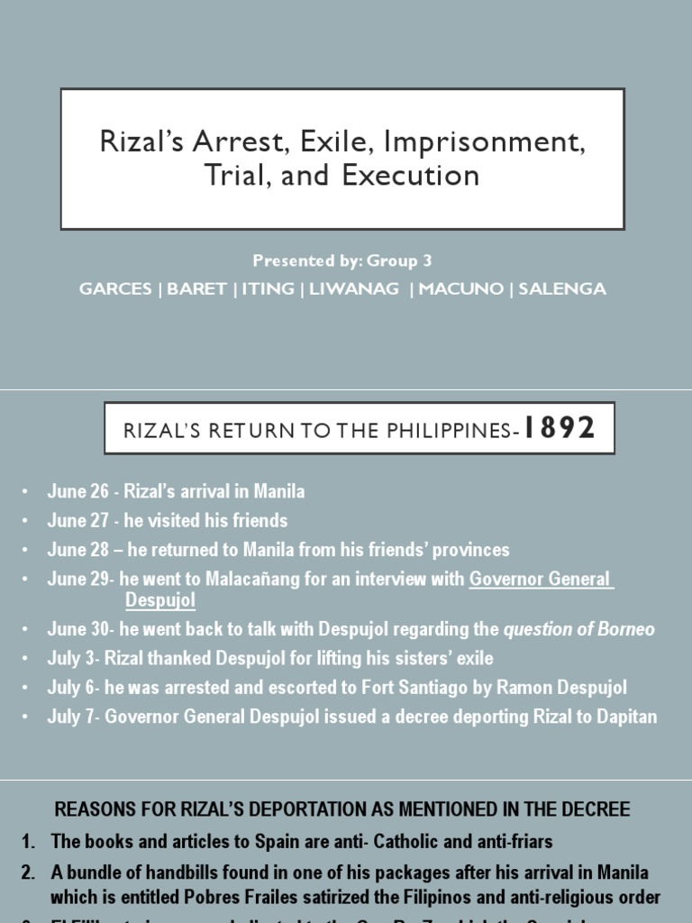 Rizal's Arrest and Exile Overview | PDF | Philippines