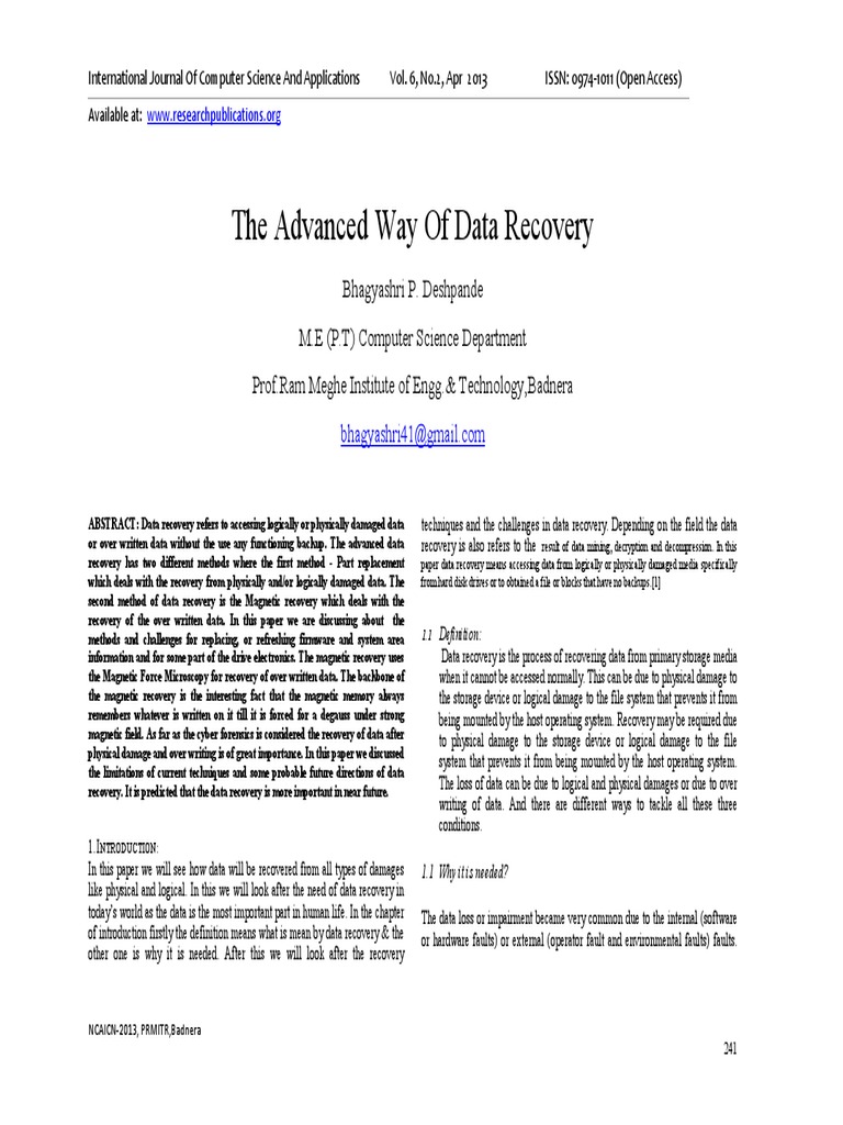 The Advanced Way of Data Recovery PDF | PDF | Hard Disk Drive | Computer File
