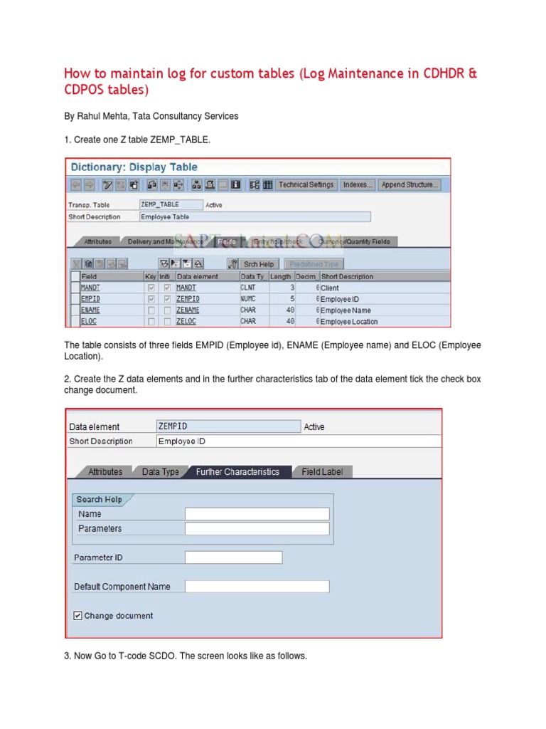 How To Maintain Log For Custom Tables in SAP | PDF | Parameter ...
