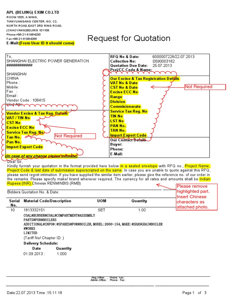 Request For Quotation: Not Required | PDF | Value Added Tax ...