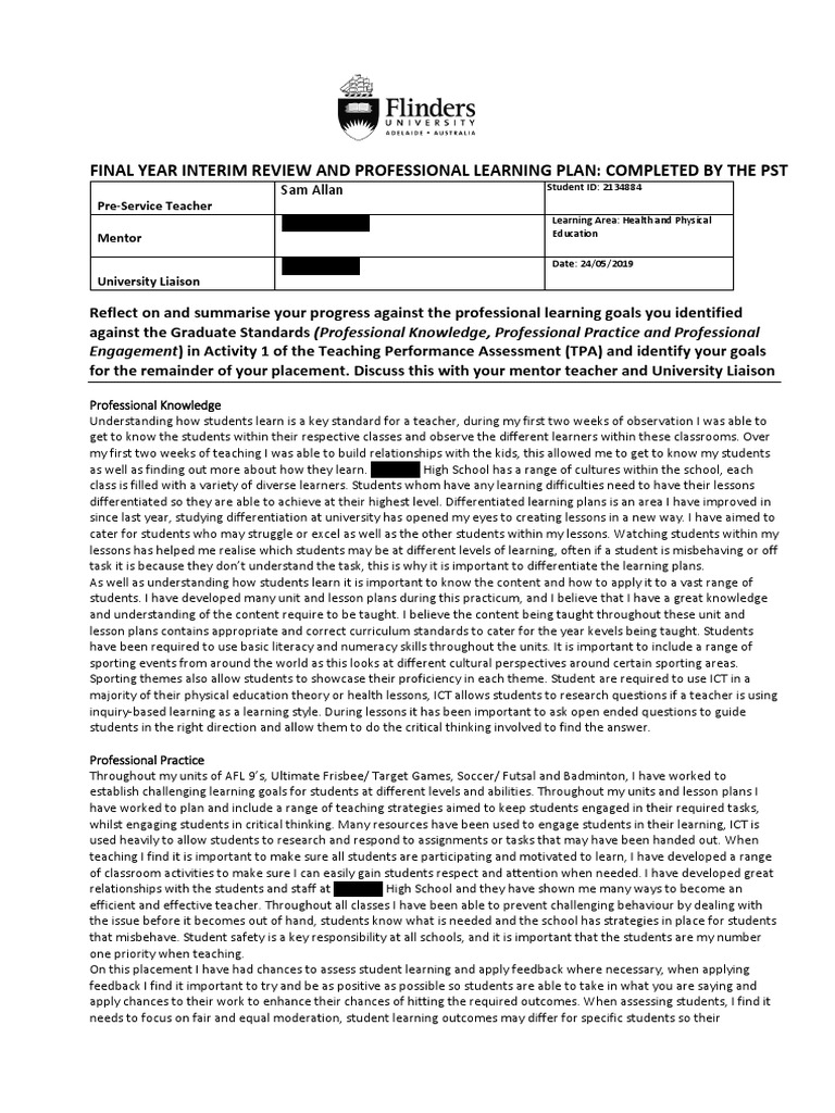 Final Year Teacher Review & Learning Plan | PDF | Lesson Plan ...