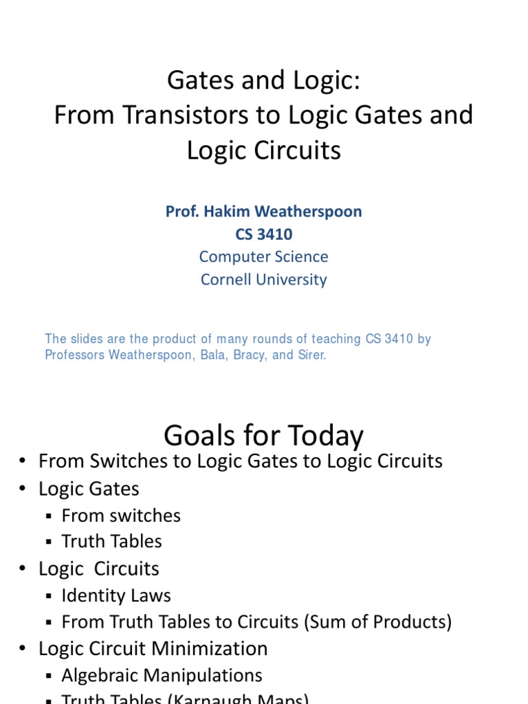 From Transistors to Logic Gates and Logic Circuits: An Introduction to ...