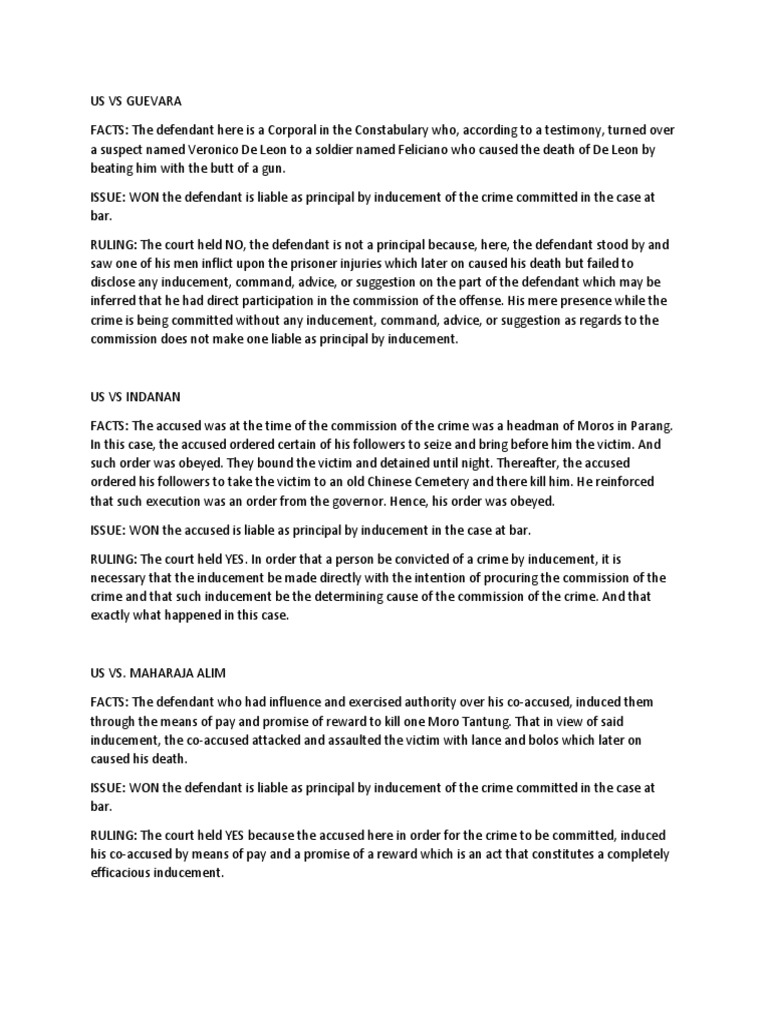 Principal by Inducement Case Digests | PDF | Crime & Violence | Crime Thriller