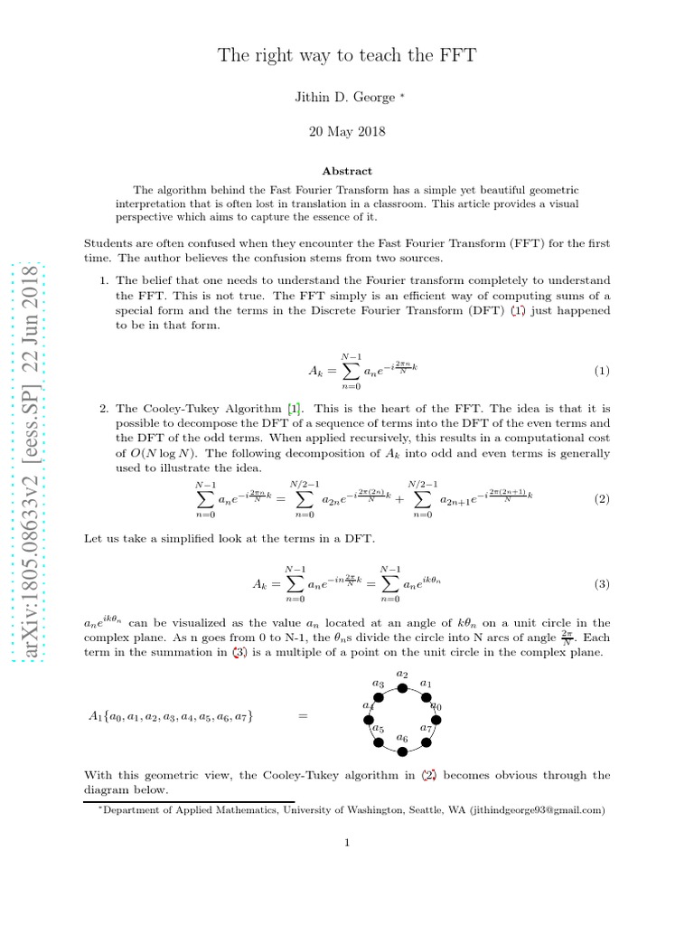 The Right Way To Teach The FFT: Jithin D. George 20 May 2018 | Download ...