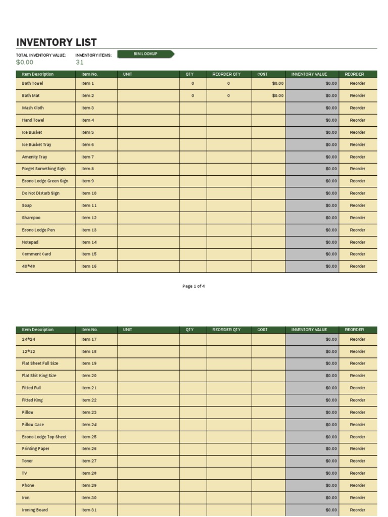 Inventory Pick List Bin Lookup | PDF