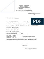 Barangay Travel Order Template 2025 | PDF