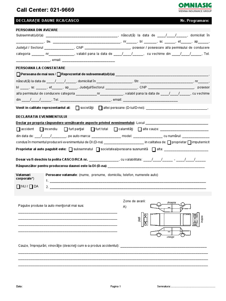 2018.05.07 Declaratie Daune Auto OMNIASIG CNP | PDF