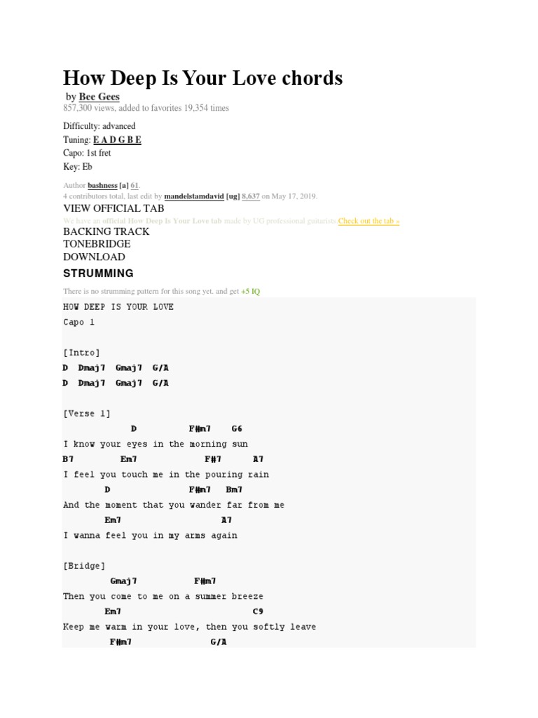 How Deep Is Your Love Chords | PDF | Song Structure | Recorded Music
