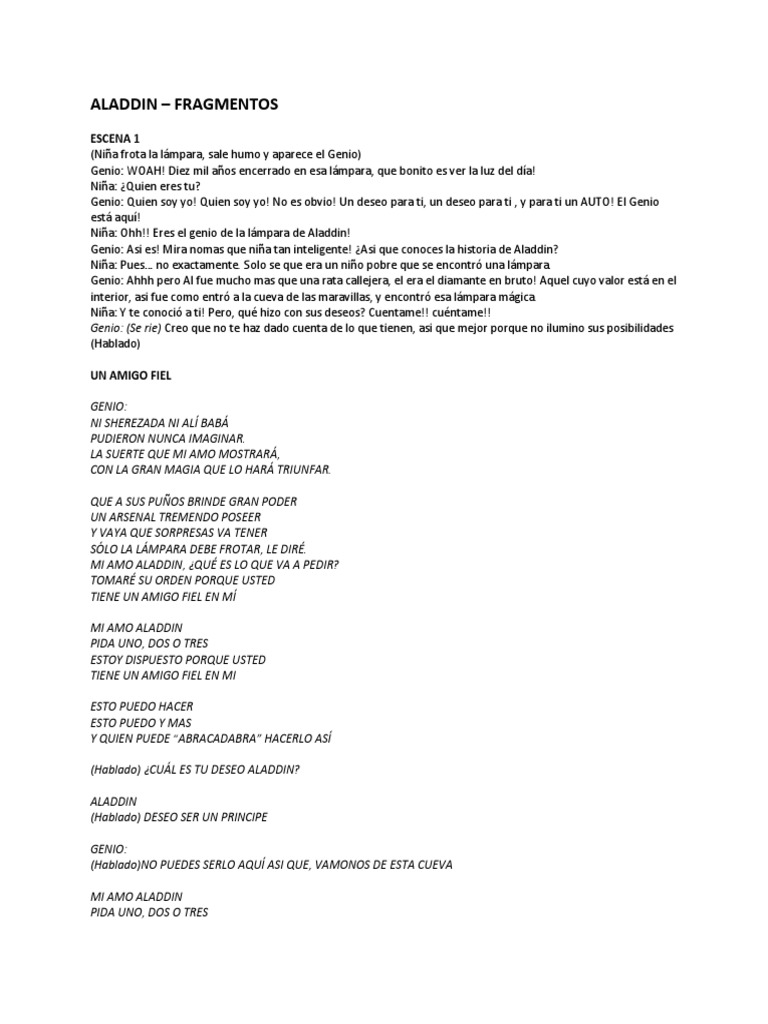 Aladdin - Fragmentos - Cae 2019 PDF | PDF | Genios
