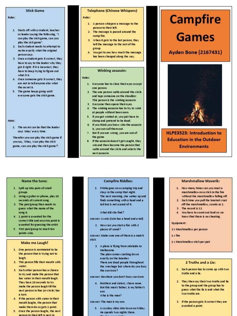 Fun Campfire Games and Activities | PDF | Leisure