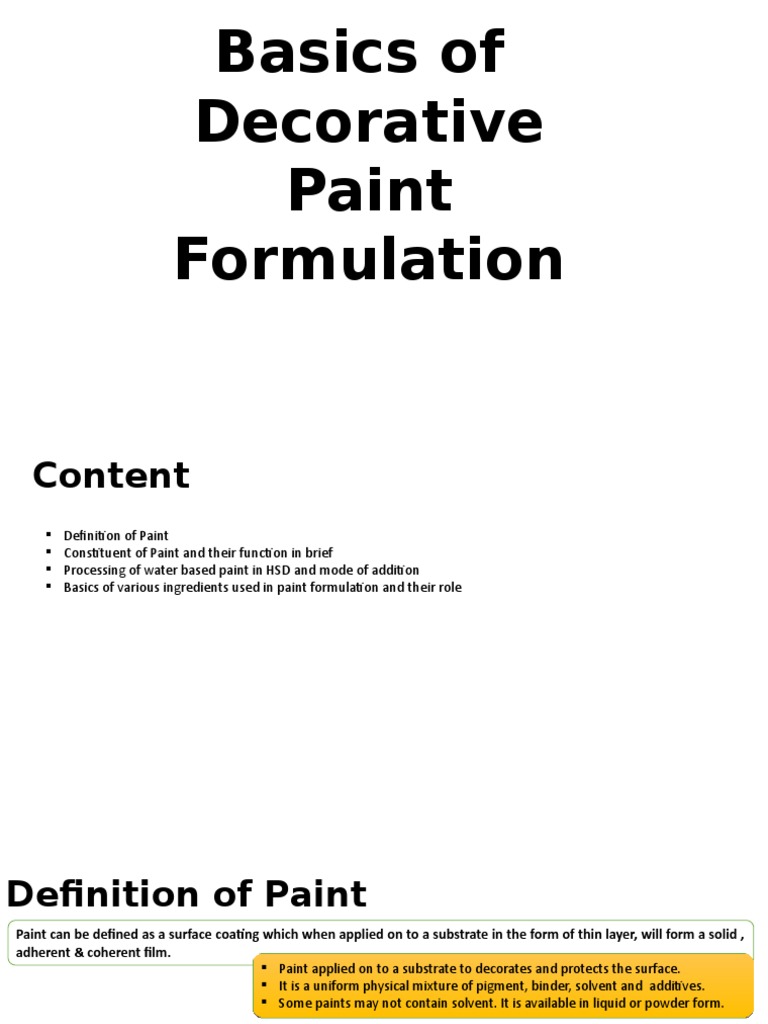 Basics of Decorative Paint Formulation | PDF | Paint | Surfactant