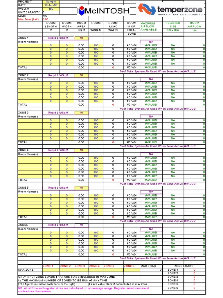 Heat Load Cal Sheet New | PDF | Watt | Air Conditioning