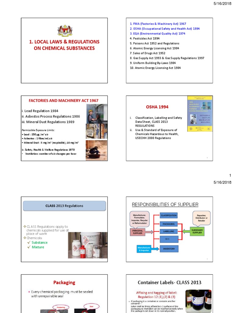 Chemical Safety Laws & Regulations | PDF | Toxicity | Personal ...