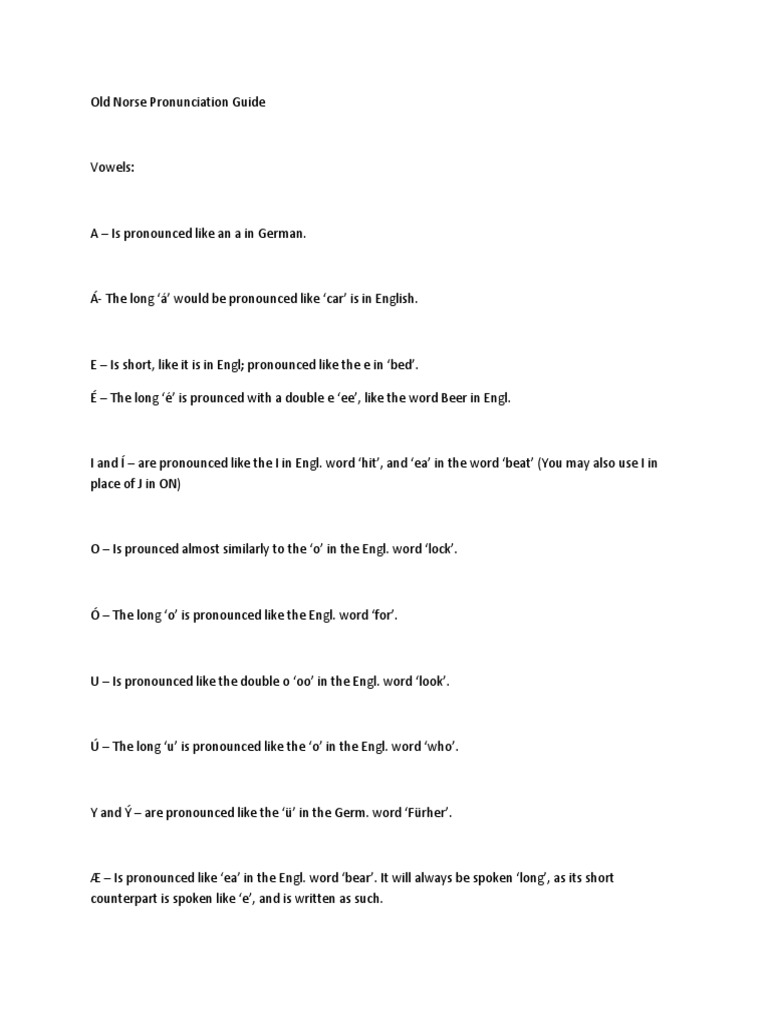 Old Norse Pronunciation Guide | PDF | Phonetics | Oral Communication