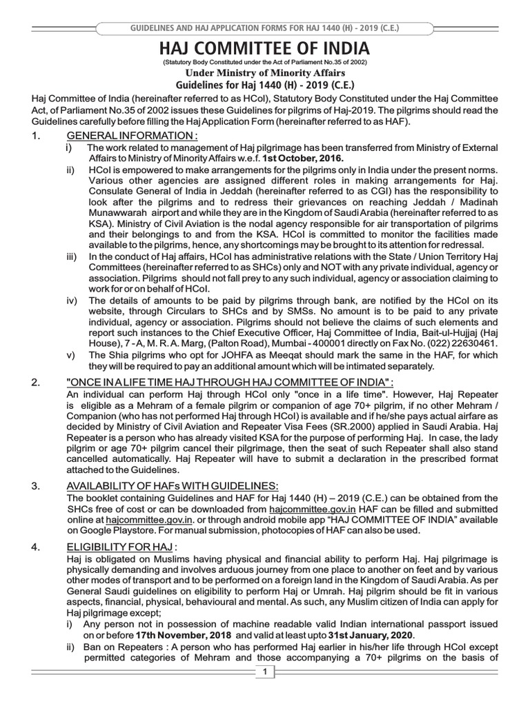Haj Application Guidelines for 2019 | PDF | Travel Visa | Passport