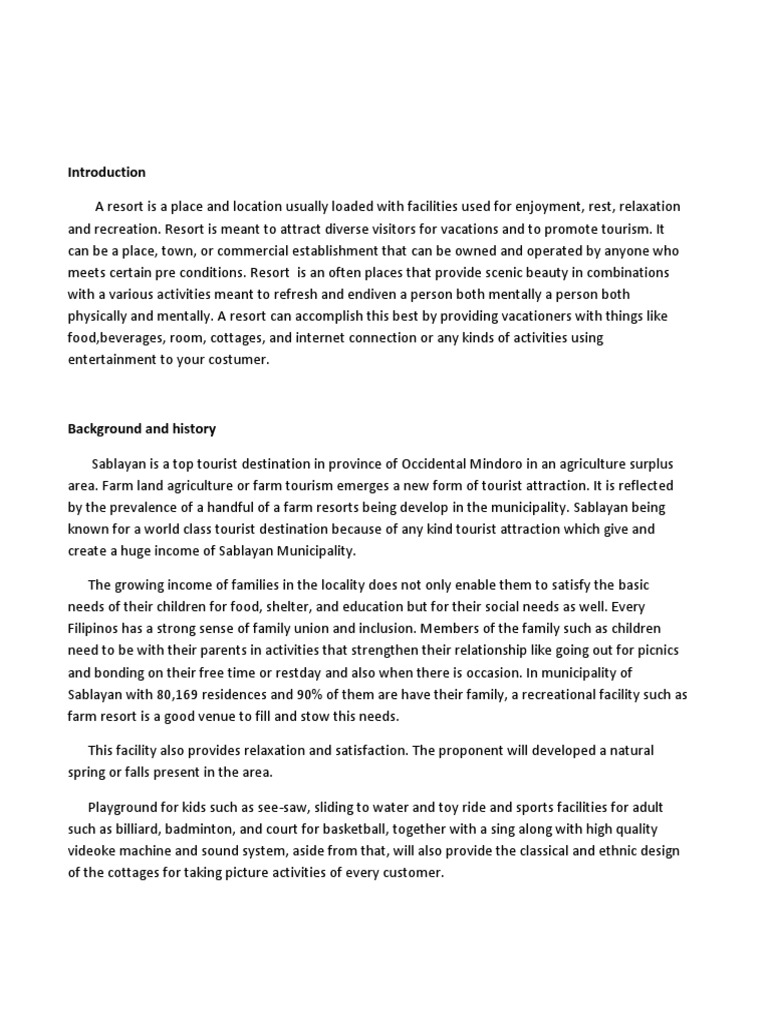 A Resort Is A Place and Location Usually Loaded With Facilities Used ...