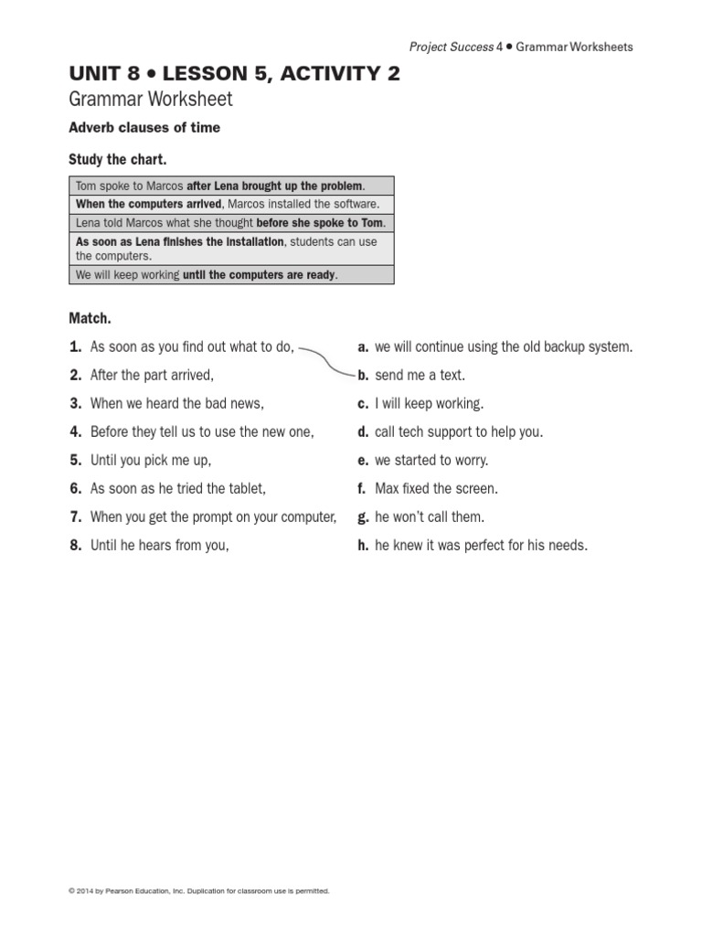 Adverb Clauses of Time Worksheet | PDF