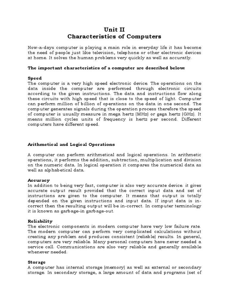 An In-Depth Look at the Key Characteristics and Types of Computers ...