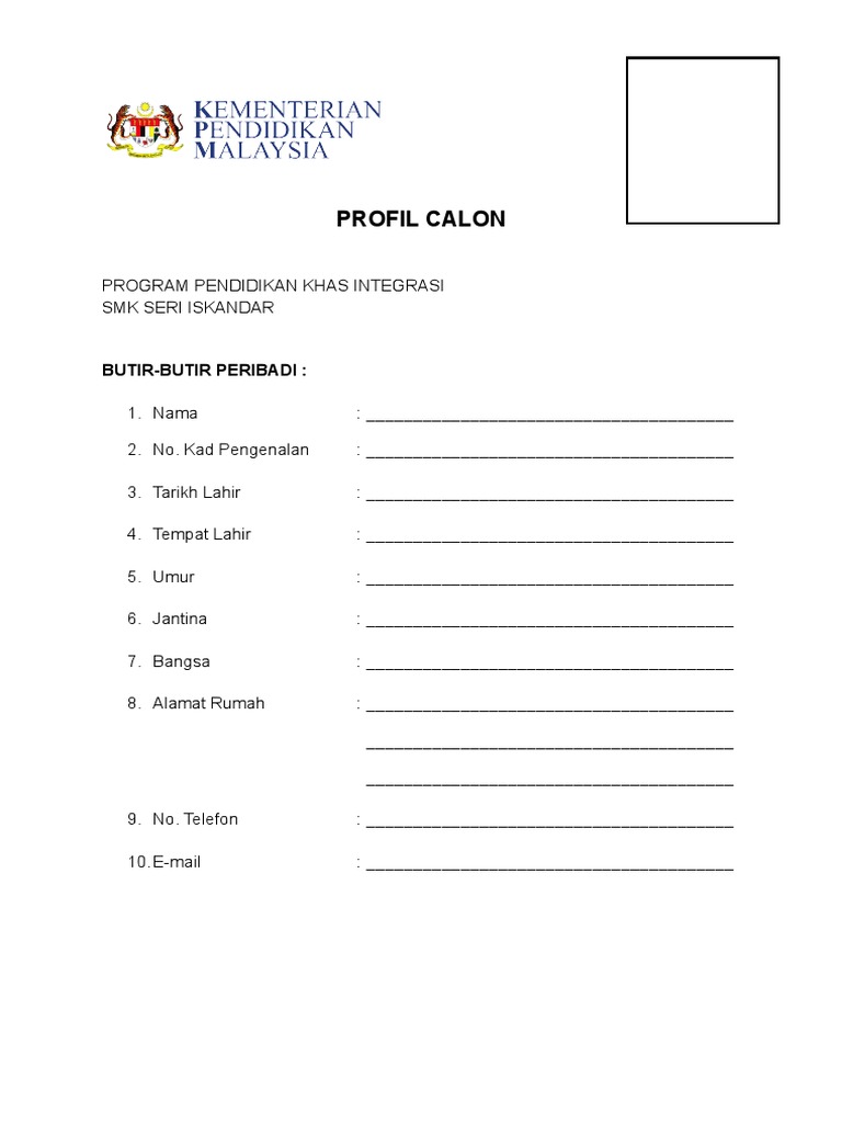 Profil Calon Pendidikan Khas SMK | PDF