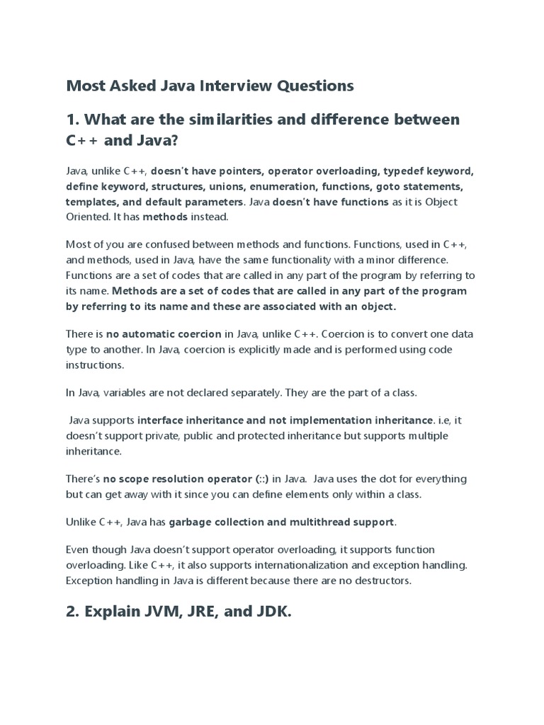 Most Asked Java Interview Questions | PDF | Java Virtual Machine | Method (Computer Programming)