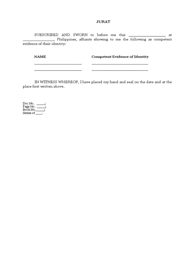 Name Competent Evidence of Identity: Jurat | PDF