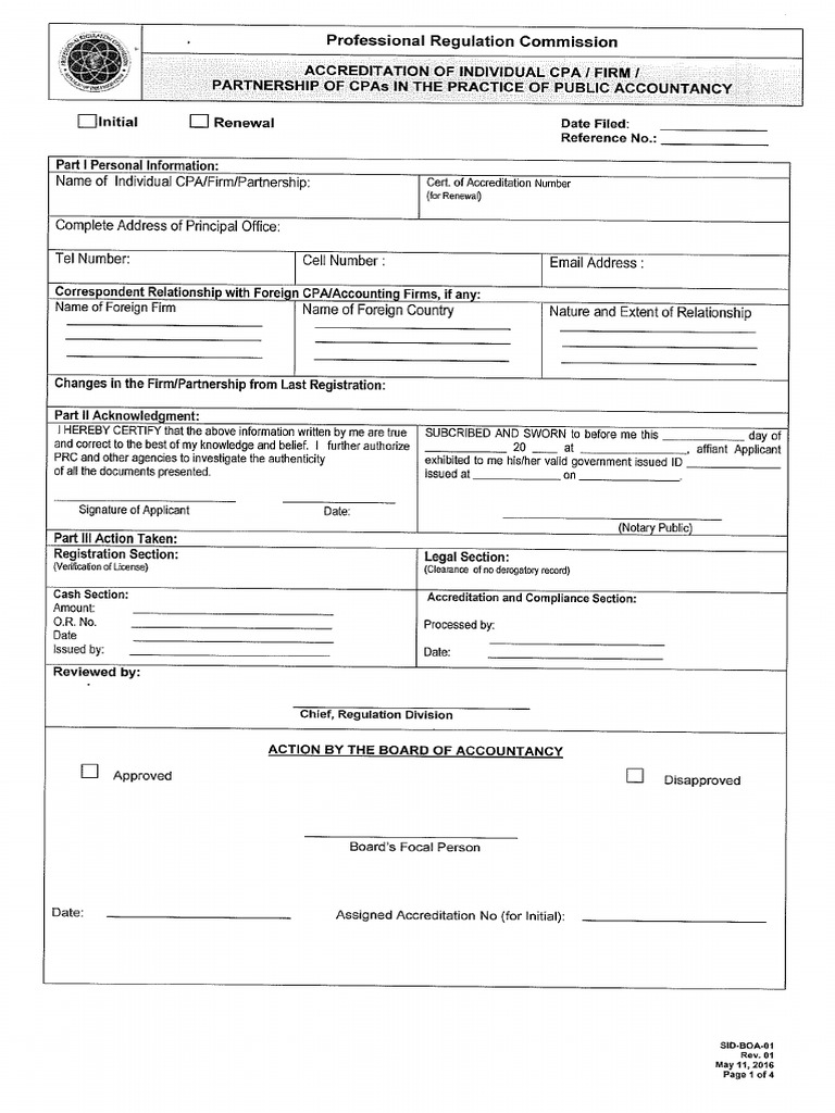 BOA Accreditation Form