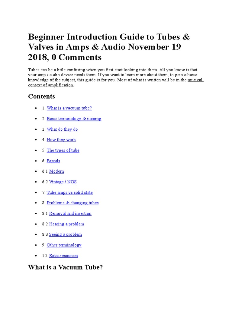 Beginner's Guide to Vacuum Tubes | PDF | Vacuum Tube | Cathode