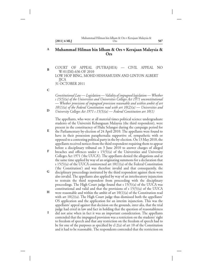 Diplock - Muhammad Hilman Bin Idham & Ors V Kerajaan Malaysia & Ors PDF ...