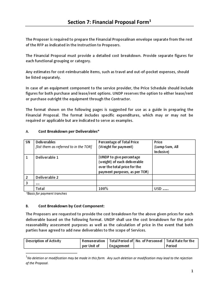 Section 7 - Financial Proposal Form | PDF | Liability Insurance | Indemnity
